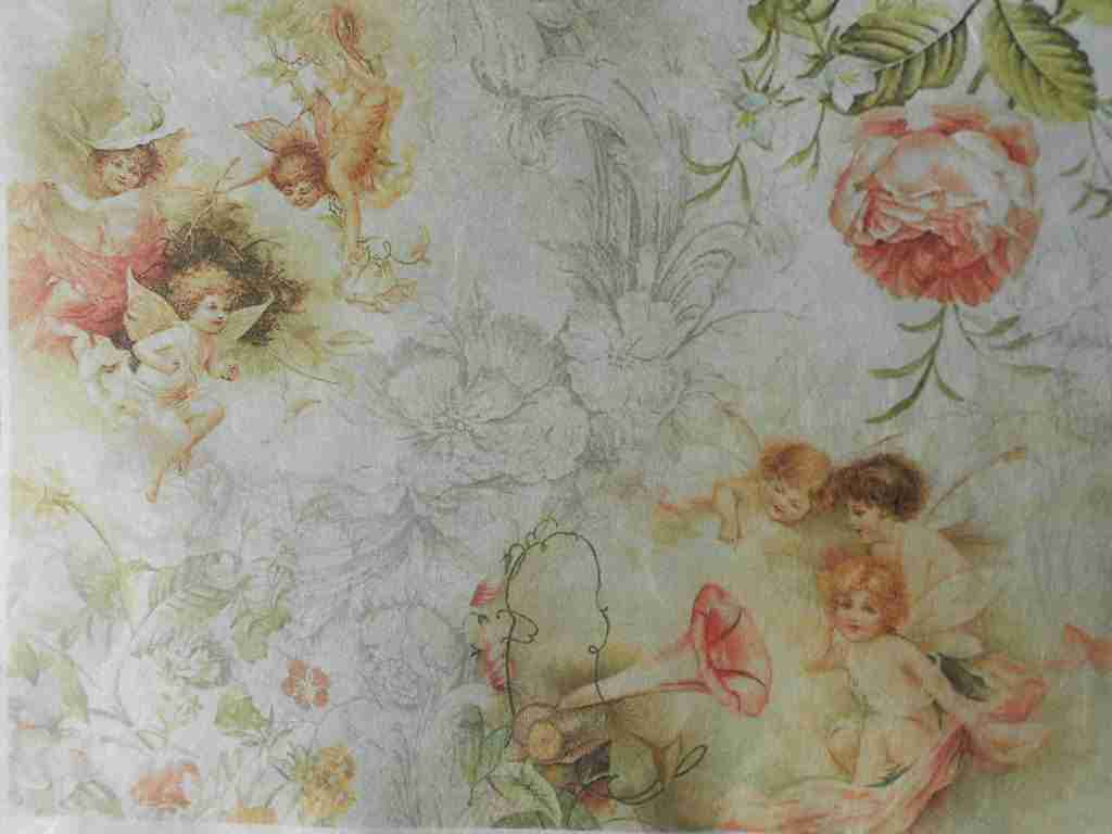 Angels and flowers decoupage rice paper – Decoupage Paper Online Shop