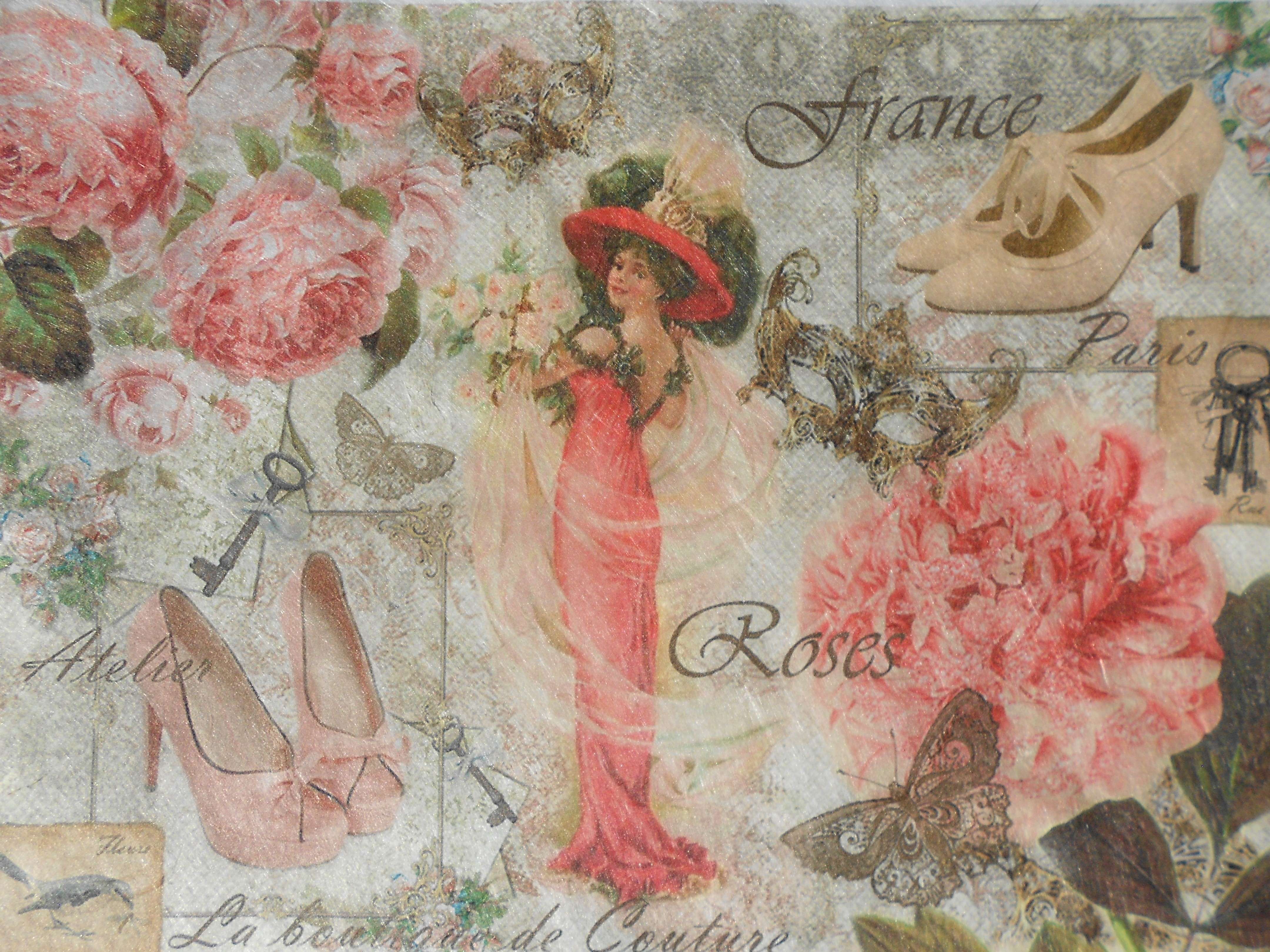 Vintage Lady France Couture Decoupage Rice Paper Decoupage Paper