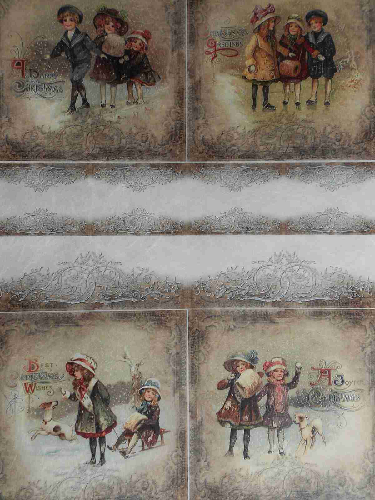 Children winter happy christmas 4 images decoupage rice paper ...