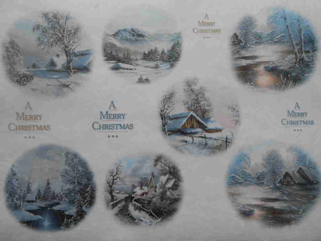 Winter house blue scenes decoupage rice paper – Decoupage Paper Online Shop