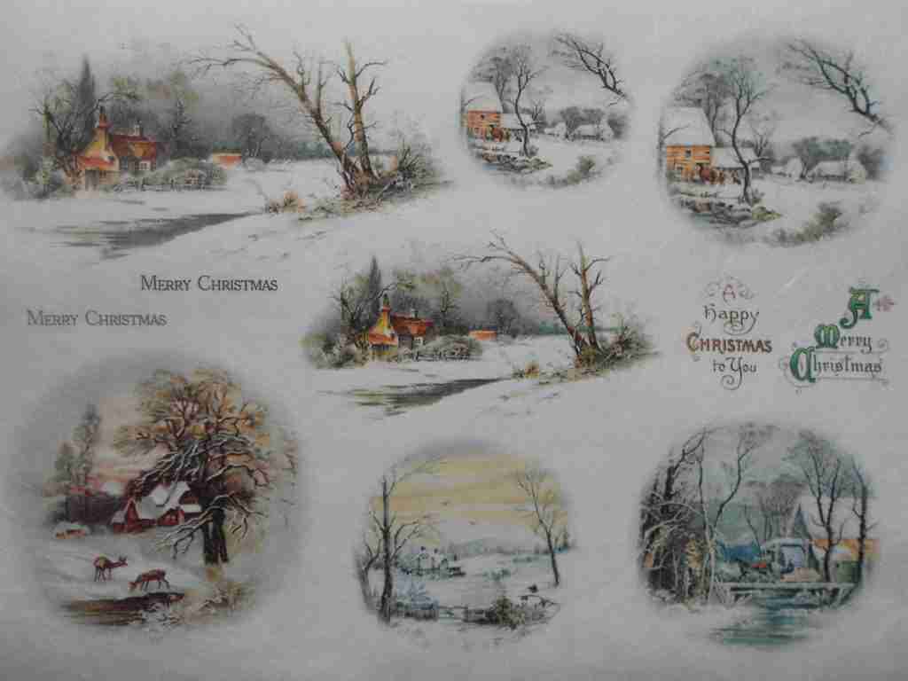 Merry Christmas winter village scenes decoupage rice paper – Decoupage ...