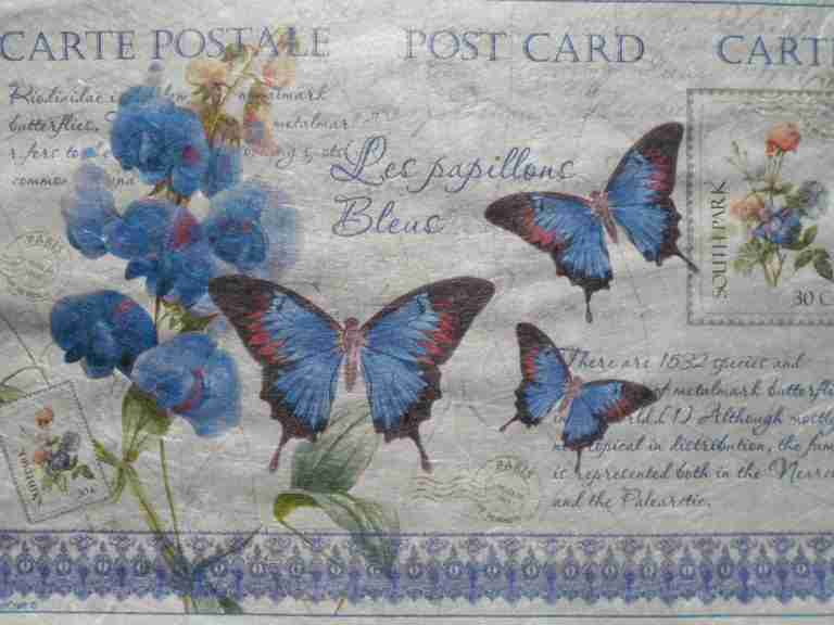 Blue butterflies chickpeas decoupage rice paper – Decoupage Paper ...