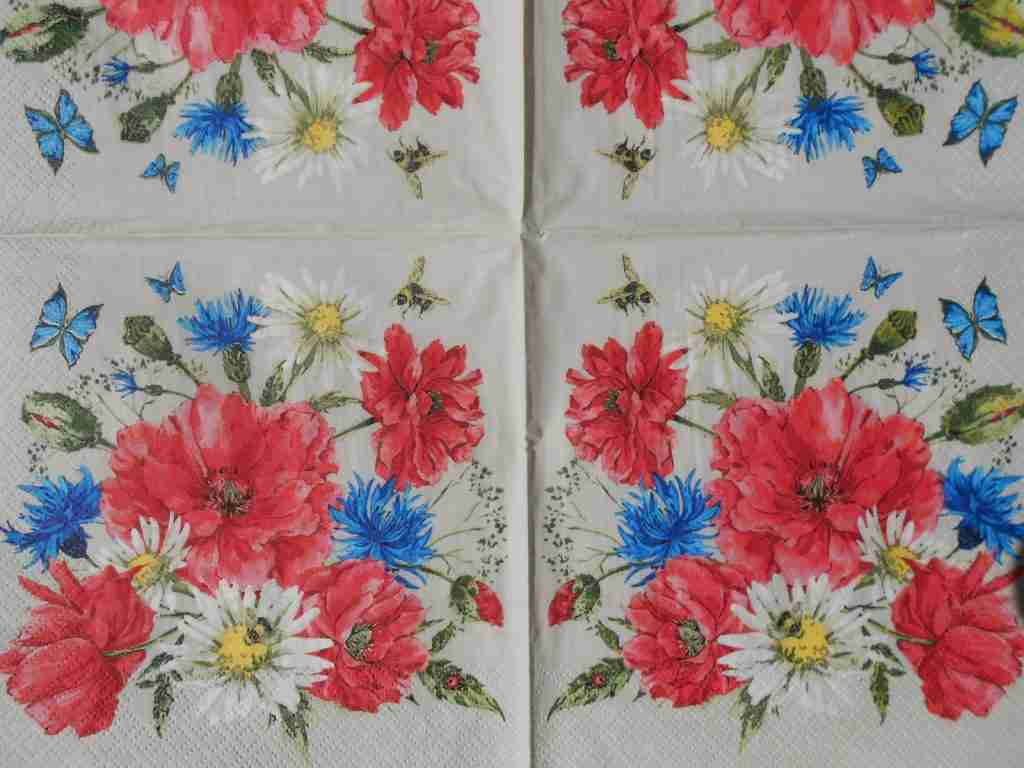 Wild flowers and poppies decoupage paper napkins – Decoupage Paper ...